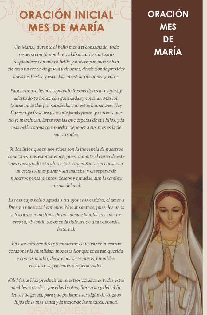 Oraciones INICIAL y FINAL del Mes de María (Texto e imagen)